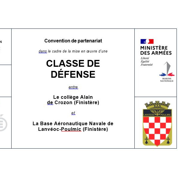 Signature d’une nouvelle Classe Défense au collège Alain avec la BAN de ...